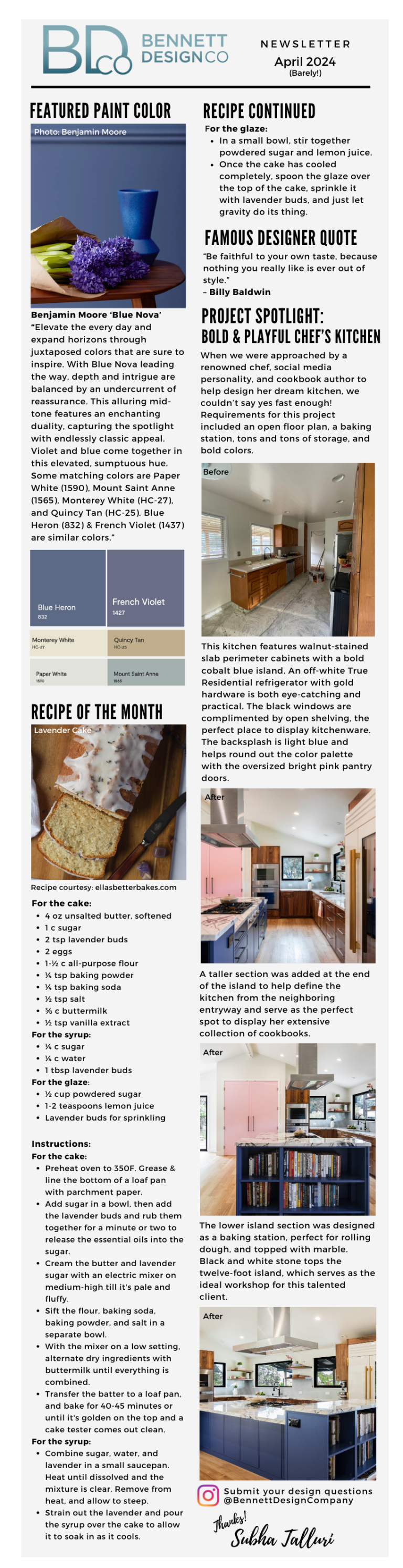 April Newsletter 2024 – Bennettdesigncompany